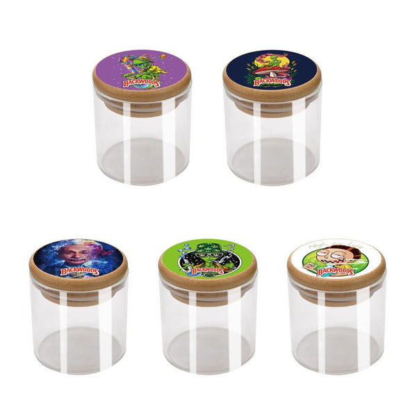 Backwoods Glass Storage Jar with Wood Lid 5.6cm | Shisha Glass