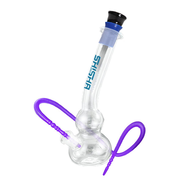 Bubble Curve Neck Round Base Glass Waterpipe 21cm | Shisha Glass