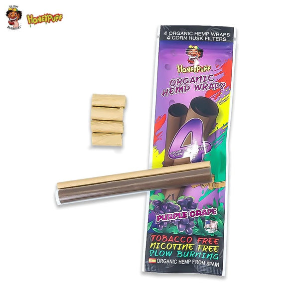 Honey Puff Organic Hemp Wrap -Purple Grape (4pk) | Shisha Glass
